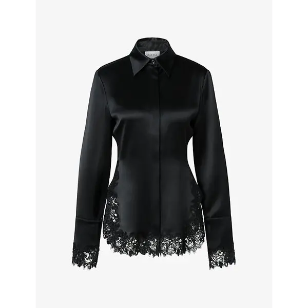 MALINA Malou Lace-trim Satin Shirt