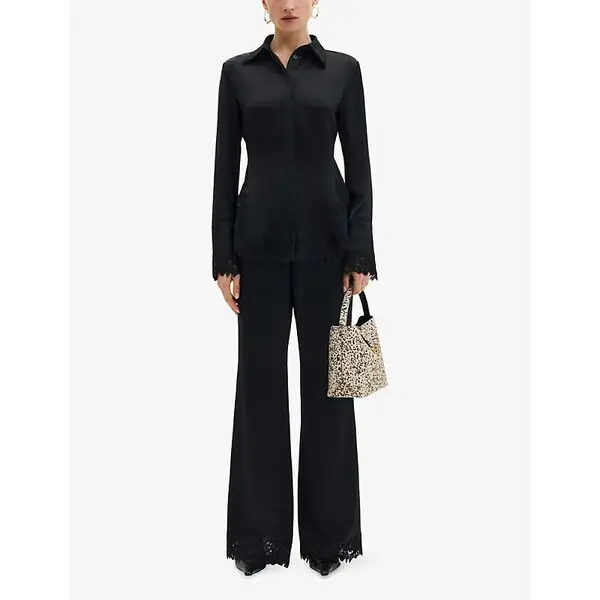 MALINA Malou Lace-trim Satin Shirt