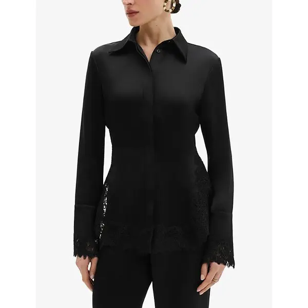 MALINA Malou Lace-trim Satin Shirt