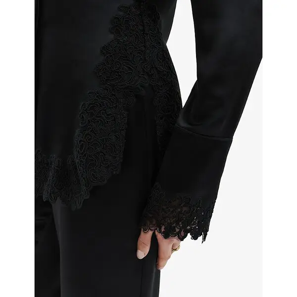 MALINA Malou Lace-trim Satin Shirt