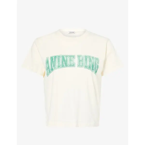 ANINE BING Shelley Logo-print Cotton T-shirt - Ecru