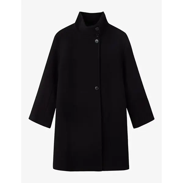 Whistles Funnel-neck Cocoon-fit Wool-blend Coat