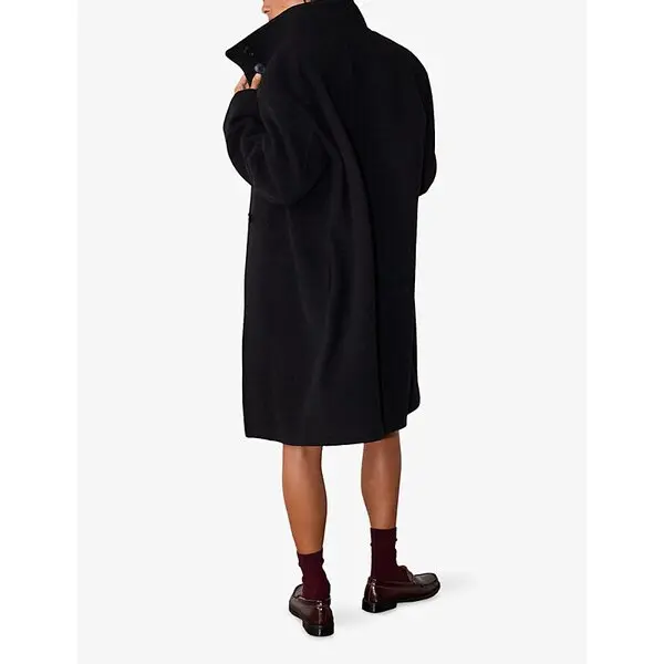 Whistles Funnel-neck Cocoon-fit Wool-blend Coat