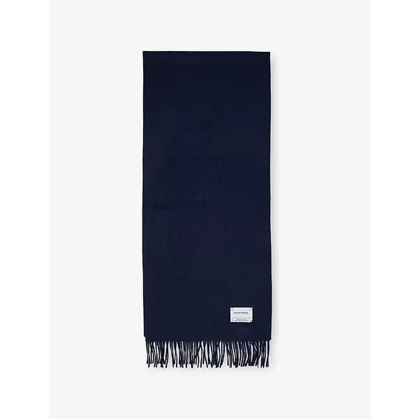 THE INOUE BROTHERS Fringed Brushed Alpaca-wool Scarf - Navy