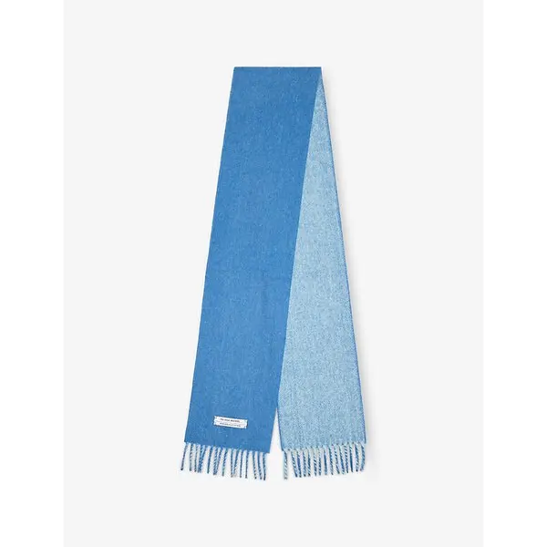 THE INOUE BROTHERS Fringed Brushed Alpaca-wool Neck Scarf - Indigo/mint