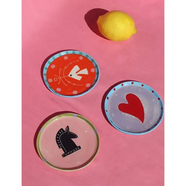 LAETITIA ROUGET X Pangea Follow Your Heart Set Of Three Stoneware Plates