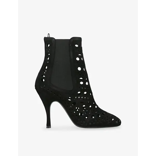 AZZEDINE ALAIA Vienne 100 Cut-out Suede Heeled Ankle Boots