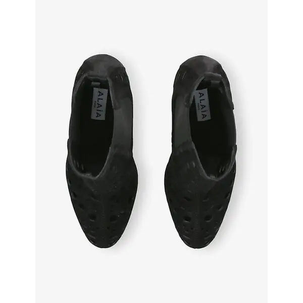 AZZEDINE ALAIA Vienne 100 Cut-out Suede Heeled Ankle Boots