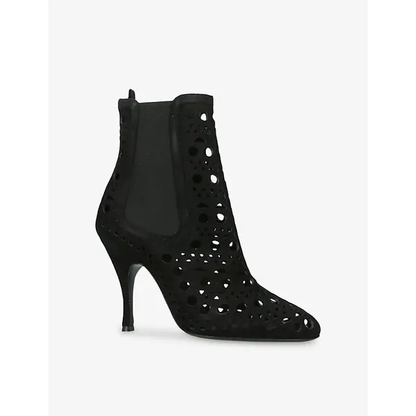 AZZEDINE ALAIA Vienne 100 Cut-out Suede Heeled Ankle Boots