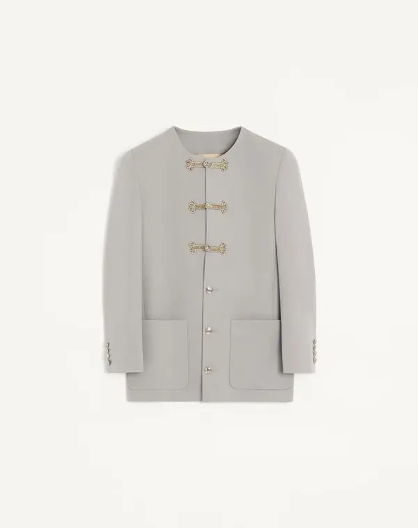 Valentino Garavani Diagonal Wool Jacket With Embroidered Toggles