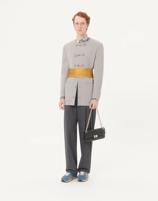 Valentino Garavani Diagonal Wool Jacket With Embroidered Toggles