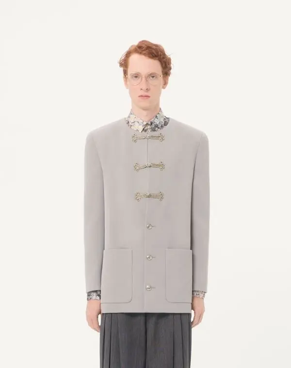 Valentino Garavani Diagonal Wool Jacket With Embroidered Toggles