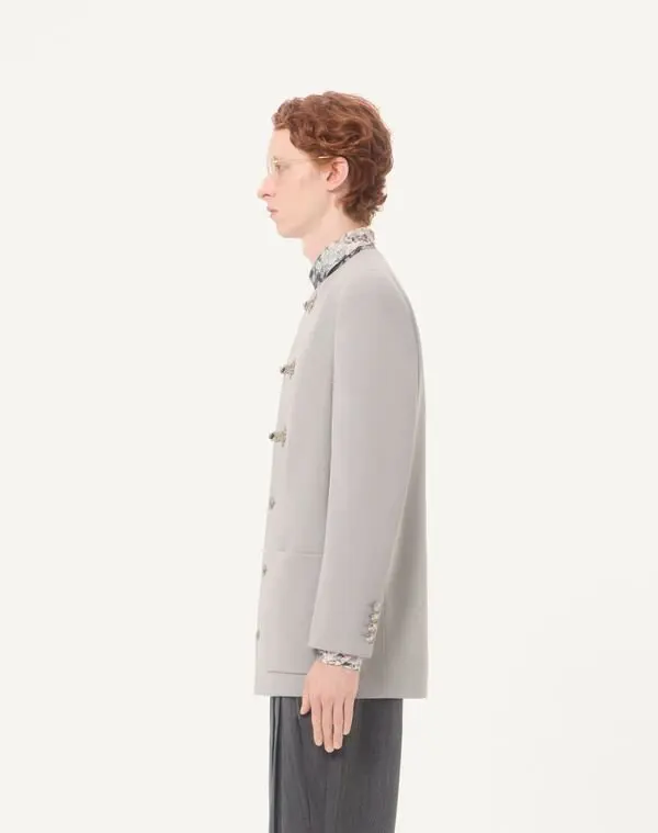 Valentino Garavani Diagonal Wool Jacket With Embroidered Toggles