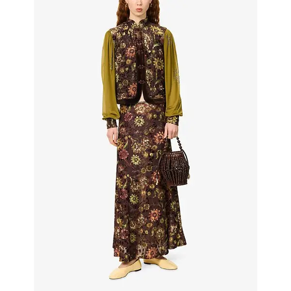 SIEDRES Siny Floral-pattern Mesh Maxi Skirt