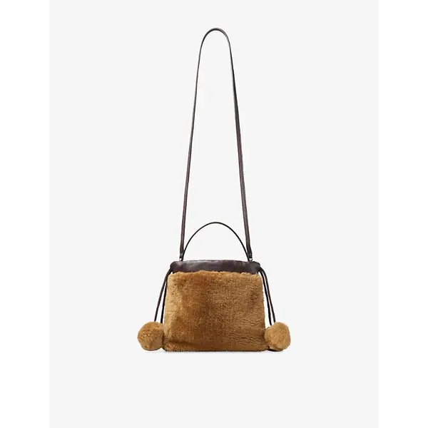 JIMMY CHOO Drawstring Faux-shearling Tote Bag