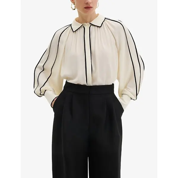 MALINA Bea Contrast-edge Chiffon Blouse