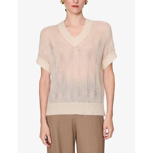 JOSEPH Mar V-neck Mohair And Silk-blend Top