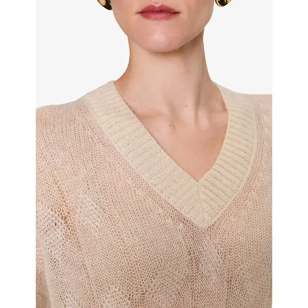 JOSEPH Mar V-neck Mohair And Silk-blend Top