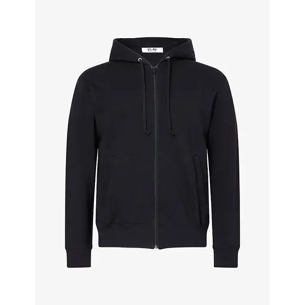 Play Comme Des Garcon Zip-up Heart-motif Back Jersey Hoody