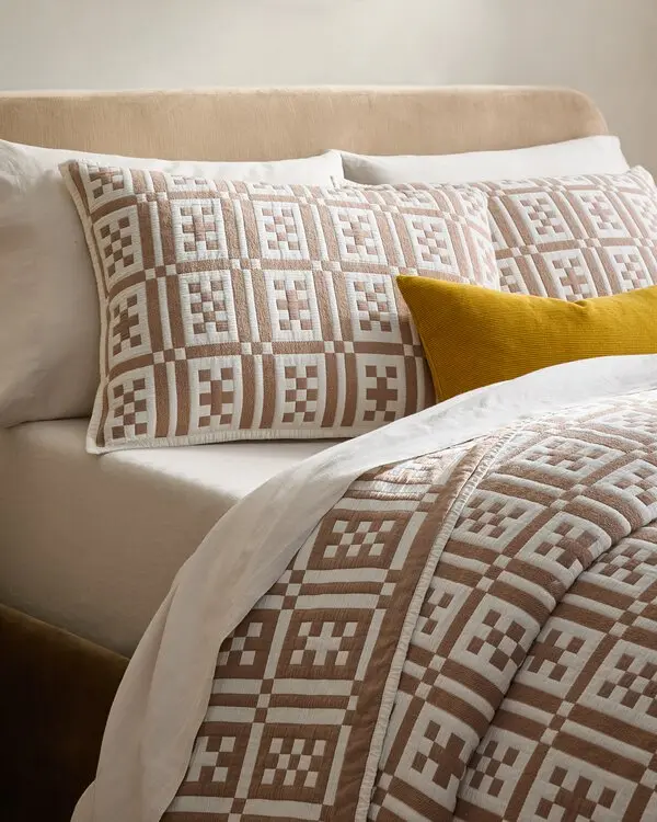 Quince Jacquard Geo Coverlet Set - Latte