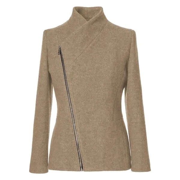 JANA COSHÈ Wool Jacket With Asymmetric Zip – Handmade From Italian Virgin Wool