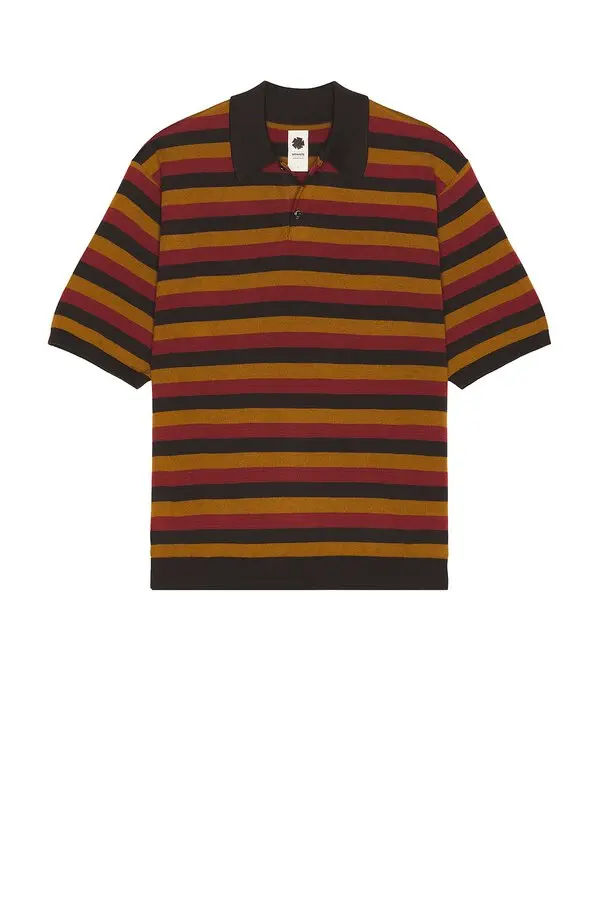 VOWELS Long Sleeve Knitted Stripe Polo