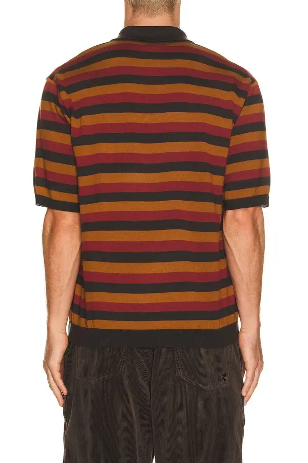 VOWELS Long Sleeve Knitted Stripe Polo