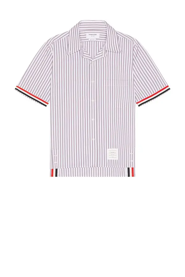 Thom Browne Straight Fit Wide University Shirt In Grey