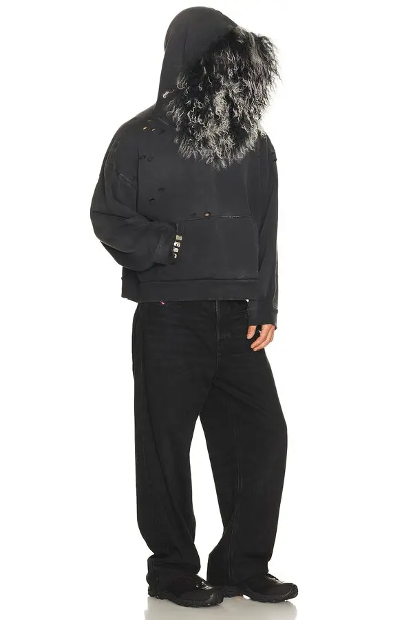STRIKE OIL Thrashed Sweatshirt With Detachable Hood