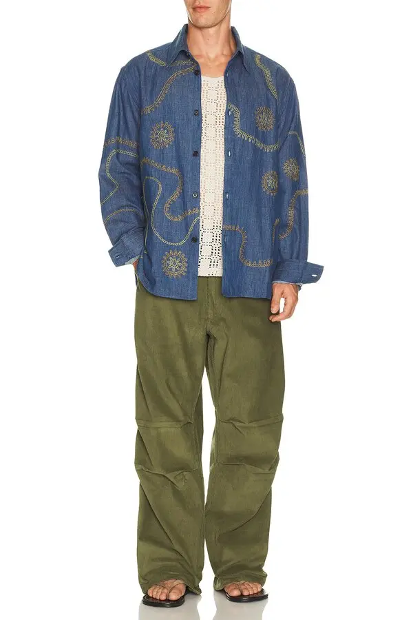 KARDO Luis Shirt In Olive - Chambray