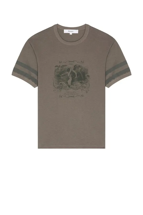 PALMES Mermaid Ringer Tee Shirt In Grey