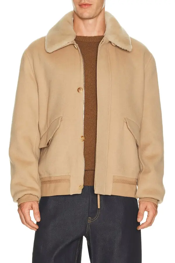 Gabriela Hearst James Bomber Jacket With Shearling Collar