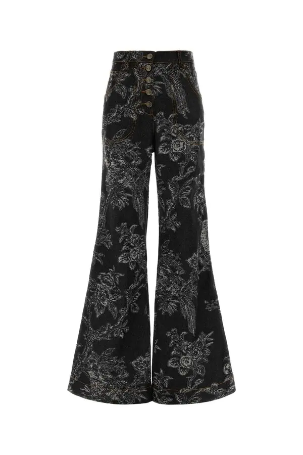 Etro Embroidered Stretch Denim Jeans - Multicolor