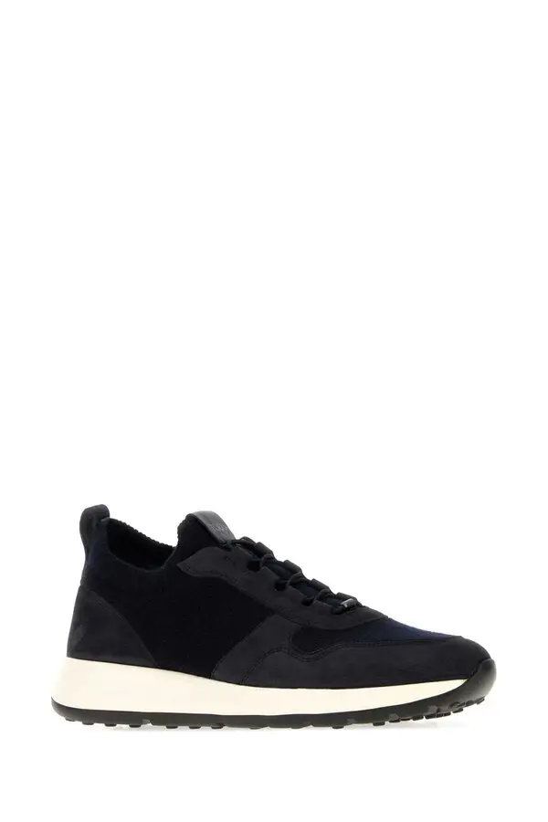 TOD'S Navy Suede And Knit Sneakers - Blue