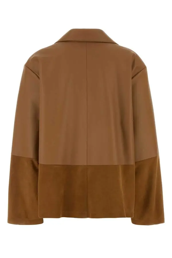 Loewe Camel Leather And Suede Shirt
