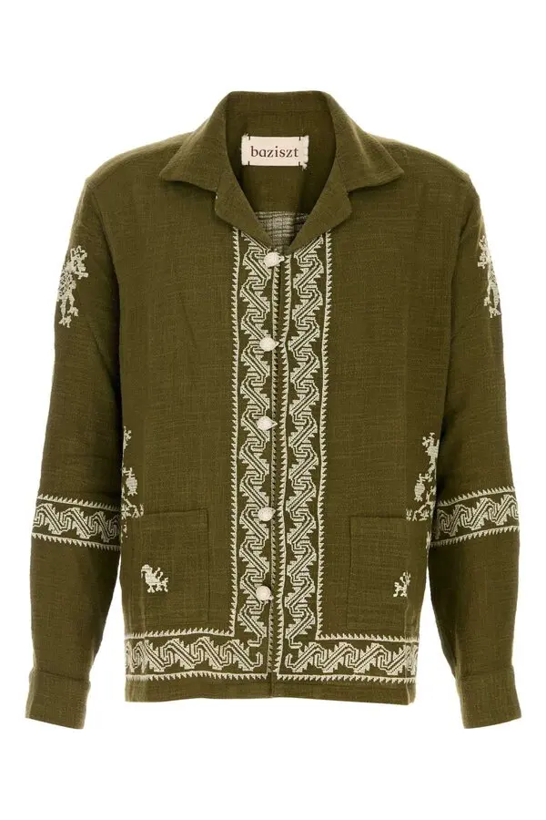 BAZISZT Khaki Cotton Tulum Shirt