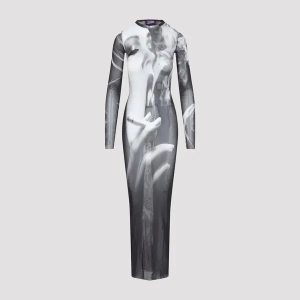 JEAN PAUL GAULTIER Mesh Long Dress Printed "smoking Women