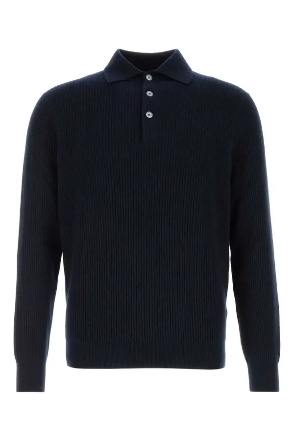 Fedeli Midnight Wool-cashmere Polo Shirt