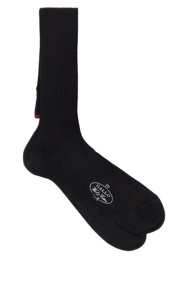 GALLO Ribbed Crew Socks - Nero