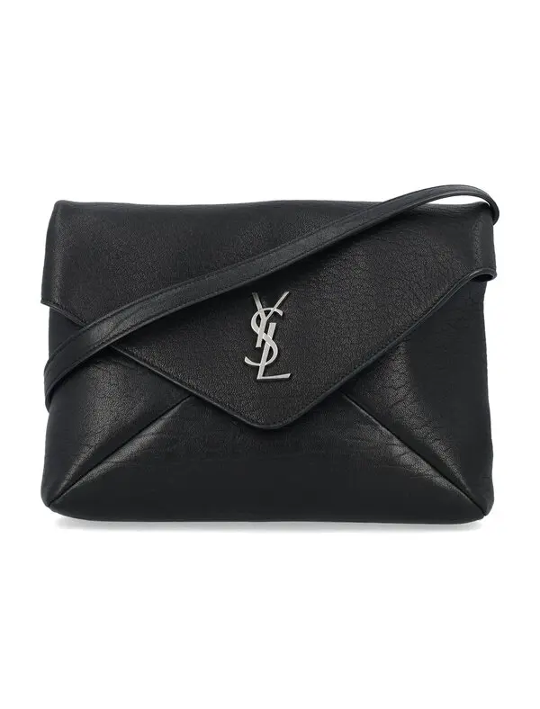 Saint Laurent Grain Leather Envelope Crossbody Bag - Nero