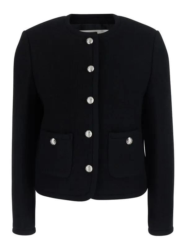 DUNST Classic Tweed Jacket For With Collared Neckline And Front Closure