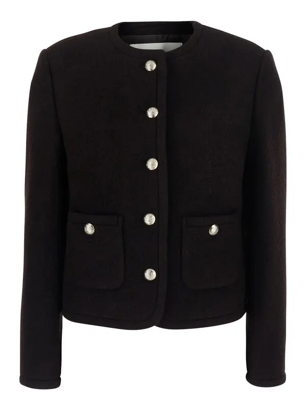 DUNST Classic Tweed Jacket With Notched Revers And Long Sleeves