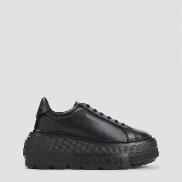 Casadei Leather Platform Sneakers - Black