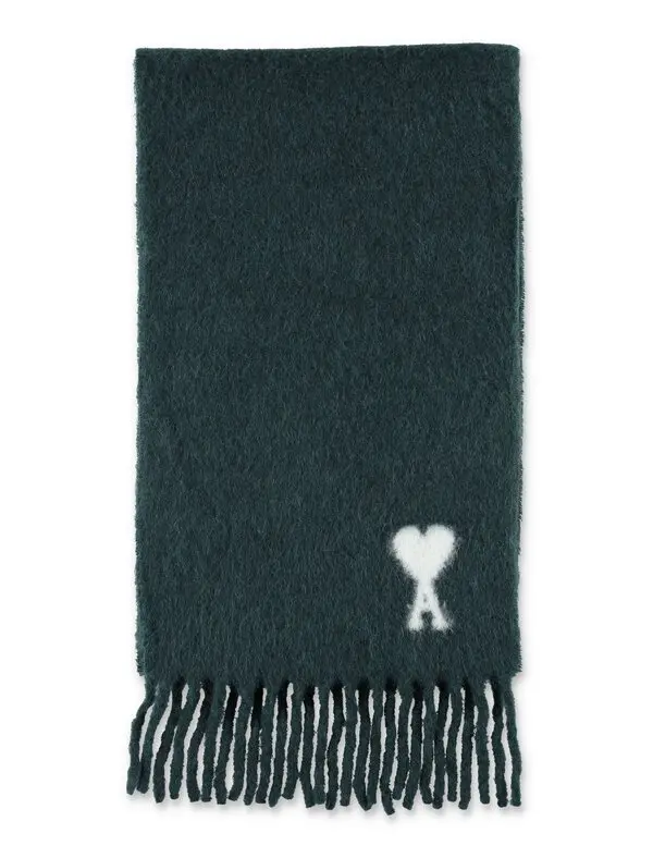 AMI Paris Of Caur Fringed Rectangular Alpaca Scarf