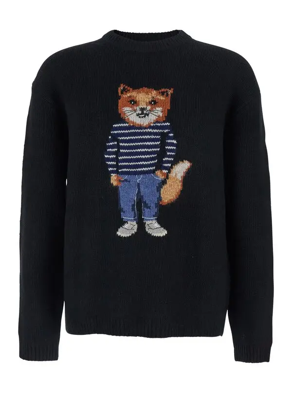 Maison Kitsuné Wool-mohair Blend Sweater - Black
