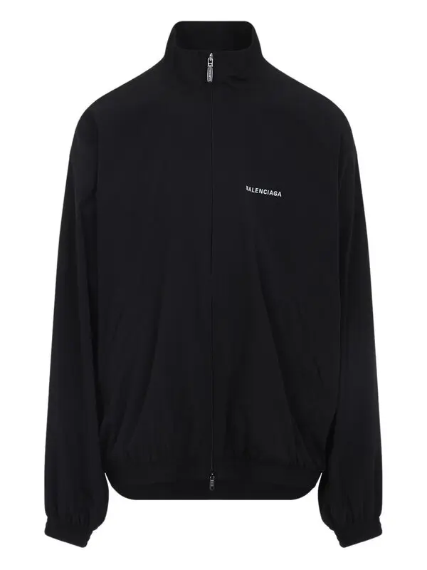 Balenciaga High Neck Zip Fastening Long Sleeve Coat For - Black