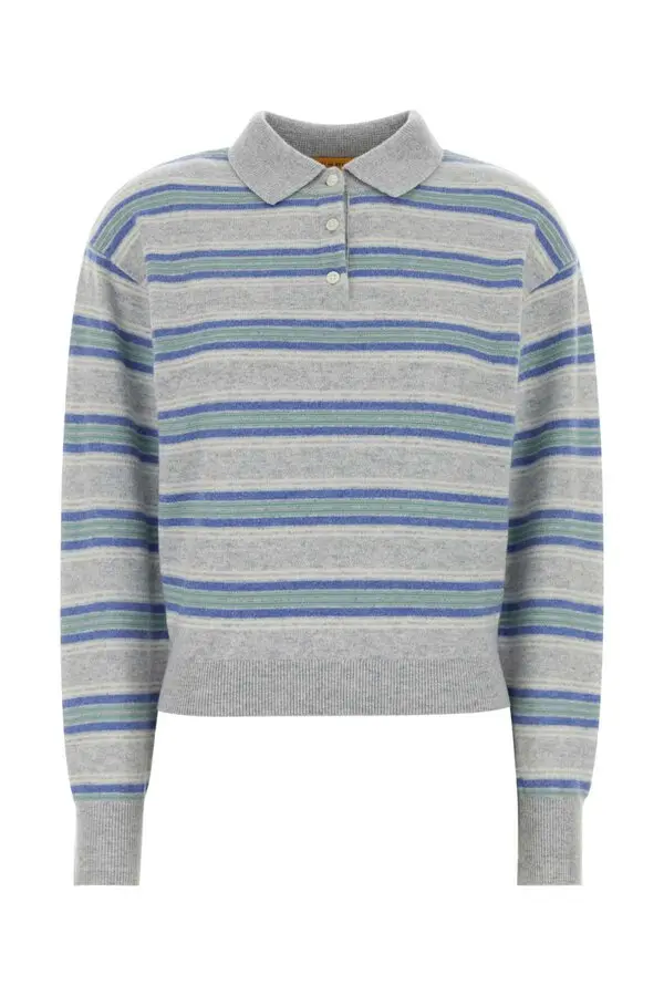 Guest In Residence Embroidered Cashmere Collegiate Polo Shirt - Stripped