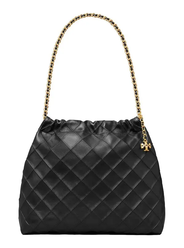 Tory Burch Lamb Leather Crossbody Bag With Cow Leather Trim - Black