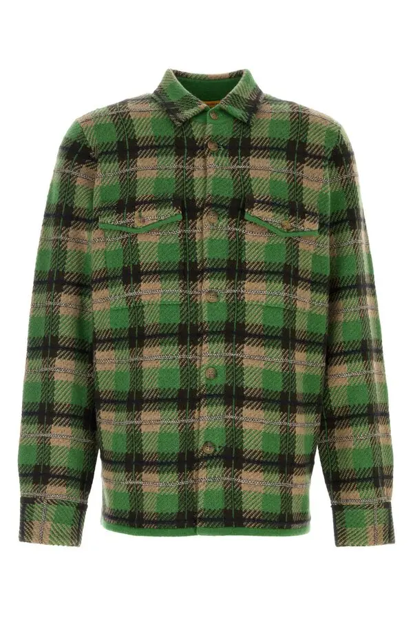 Guest In Residence Embroidered Cashmere Plaid Shirt For