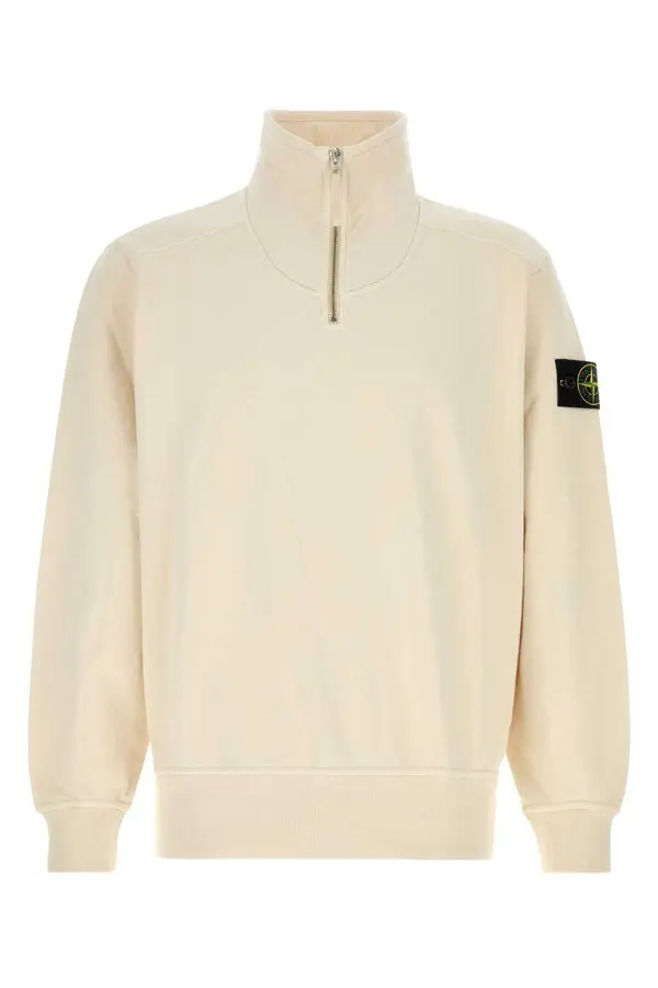 Stone Island Ivory Cotton Sweatshirt